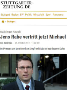 Jens Rabe vertritt jetzt Michael Buback | Anwaltskanzlei Rabe - Arnold